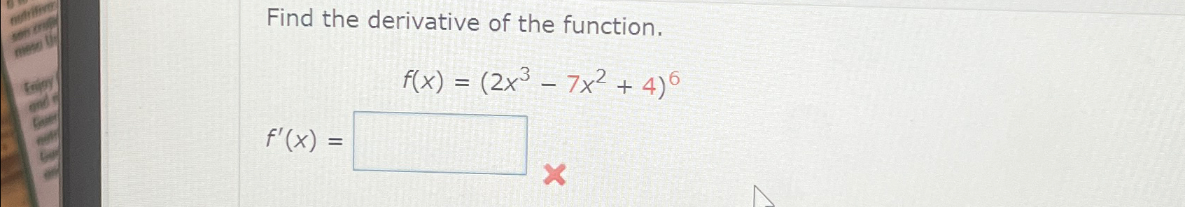 Solved Find the derivative of the | Chegg.com