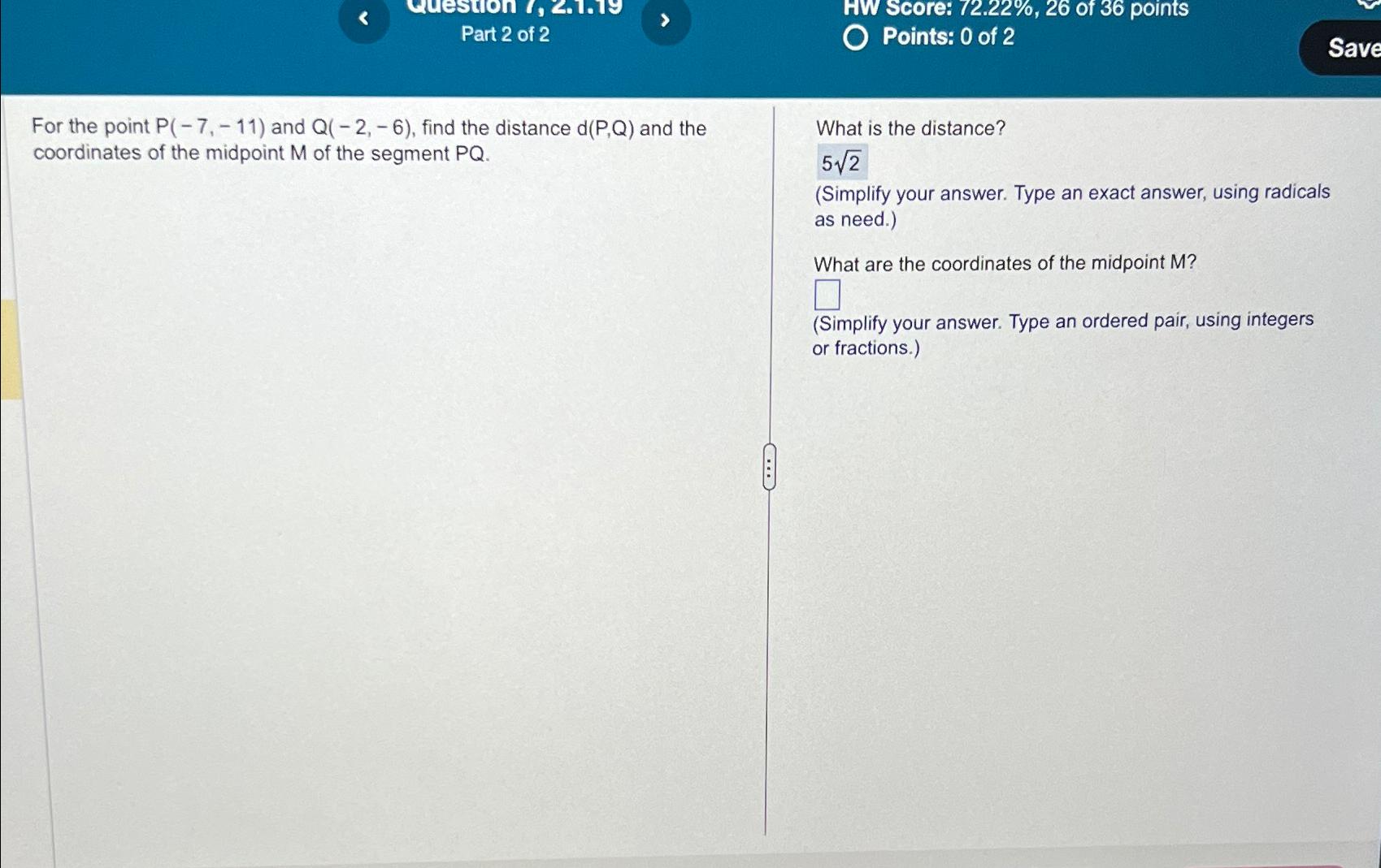 Solved Part 2 ﻿of 2HW Score: 72.22%,26 ﻿of 36 ﻿pointsPoints: | Chegg.com
