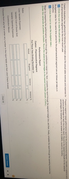 Solved Prepare a segment margin performance report for the | Chegg.com