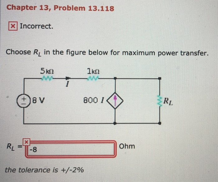 Solved Chapter 13, Problem 13.118 x Incorrect. Choose R, in | Chegg.com