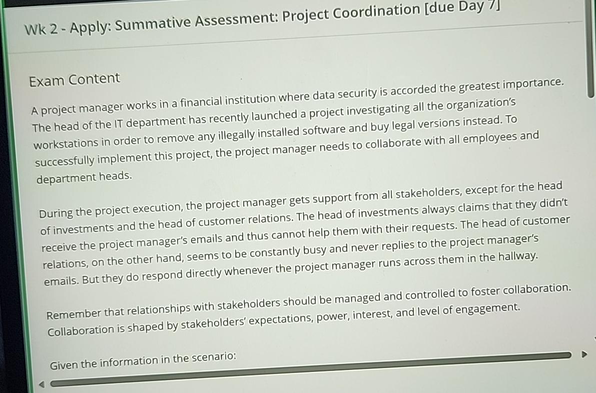 Solved Wk 2 - ﻿Apply: Summative Assessment: Project | Chegg.com