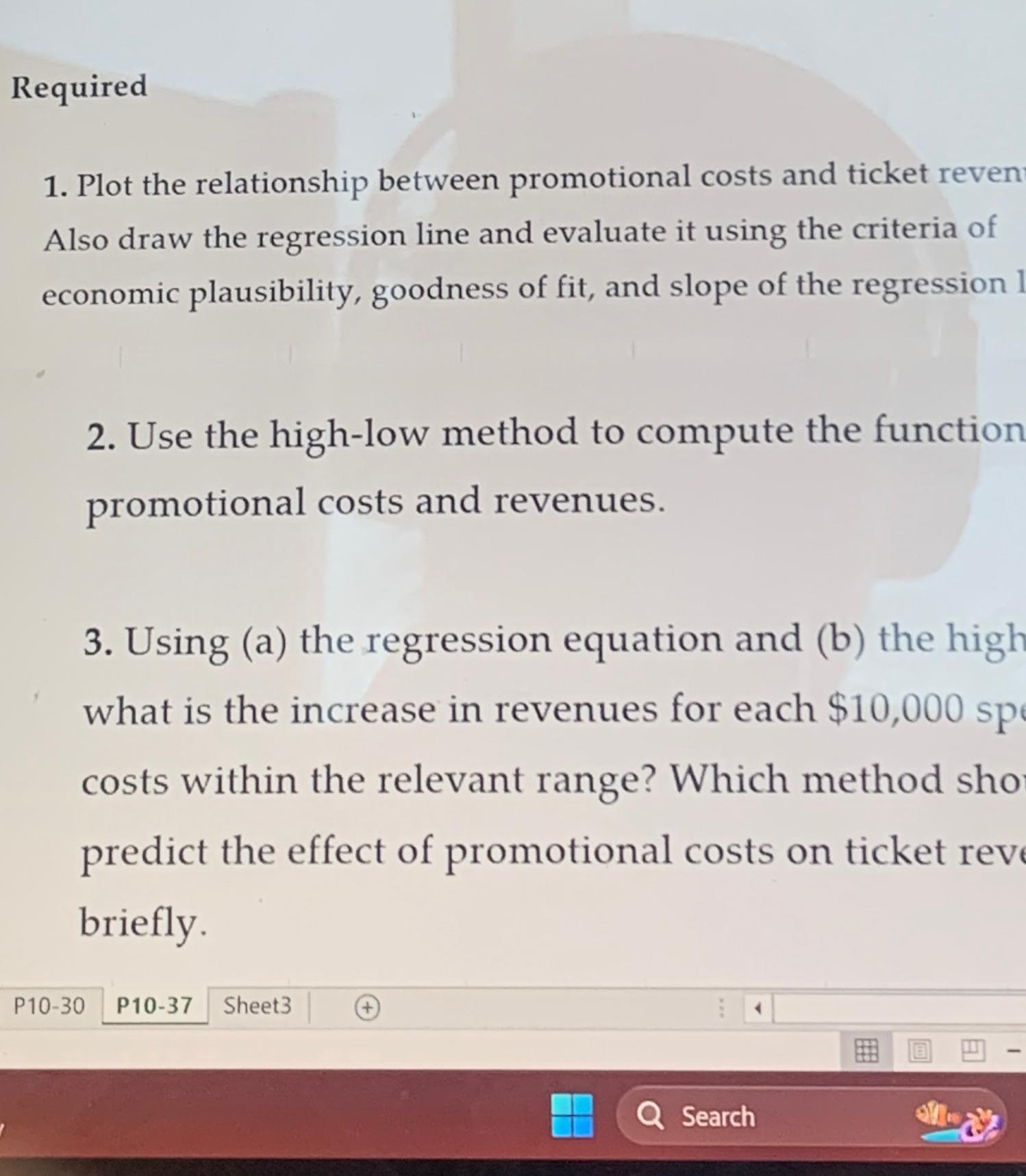 Solved RequiredPlot the relationship between promotional | Chegg.com