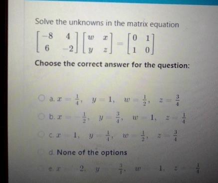 Solved Solve the unknowns in the matrix | Chegg.com
