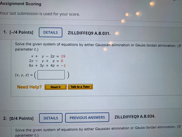 Solved Assignment Scoring Your last submission is used for | Chegg.com