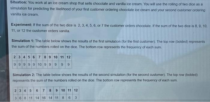 Solved Situation: You work at an ice cream shop that sells | Chegg.com