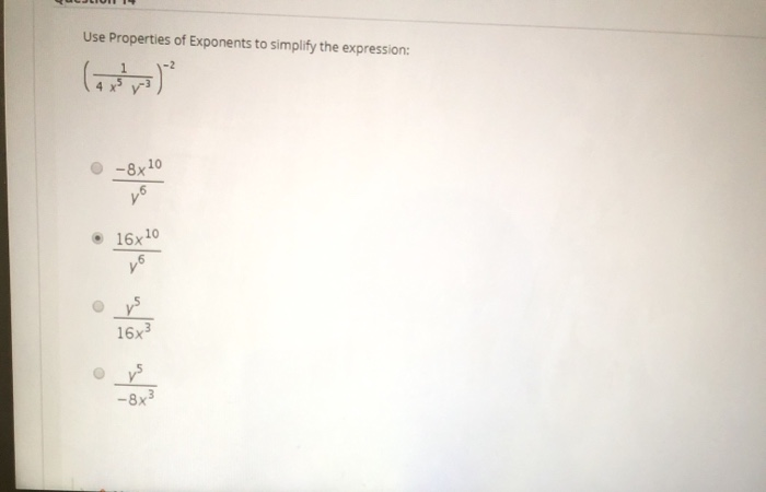 Solved Use Properties of Exponents to simplify the | Chegg.com