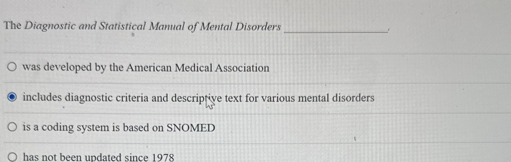 Solved The Diagnostic and Statistical Manual of Mental | Chegg.com