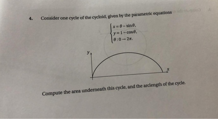 Solved 4. Consider one cycle of the cycloid, given by the | Chegg.com