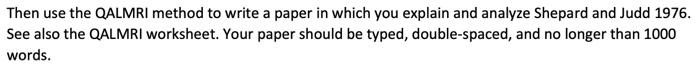 Then use the QALMRI method to write a paper in which | Chegg.com