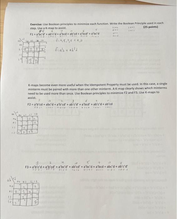 Solved Exercise Use Boolean Principles To Minimize Each