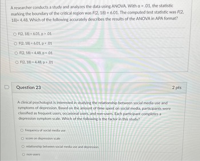 Solved A researcher conducts a study and analyzes the data | Chegg.com