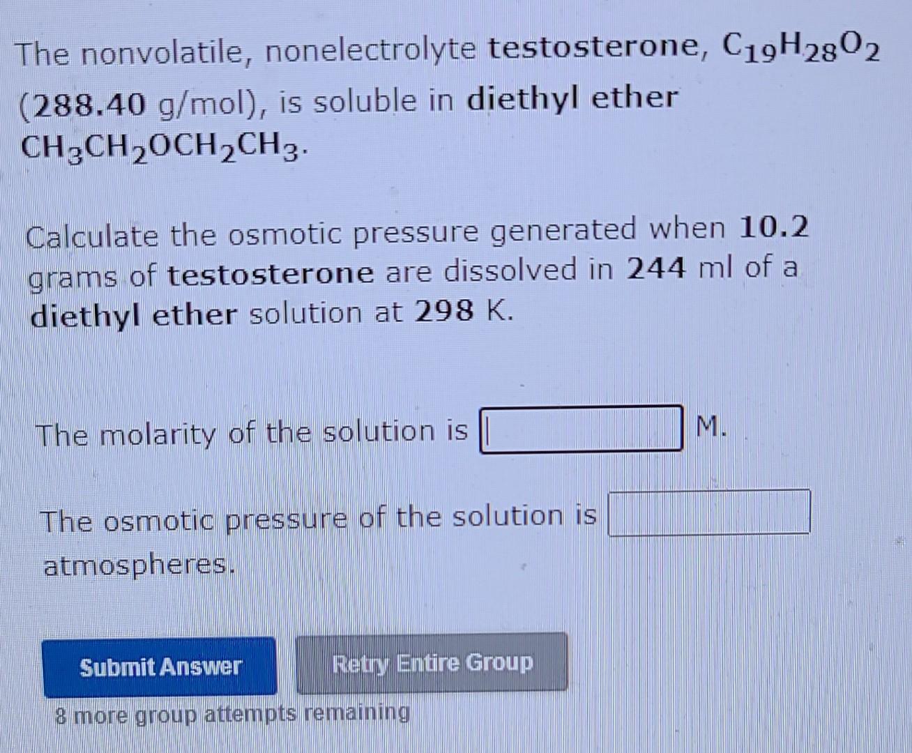 Solved The nonvolatile, nonelectrolyte estrogen (estradiol), | Chegg.com