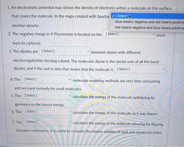 Solved 1. An electrostatic potential map shows the density | Chegg.com