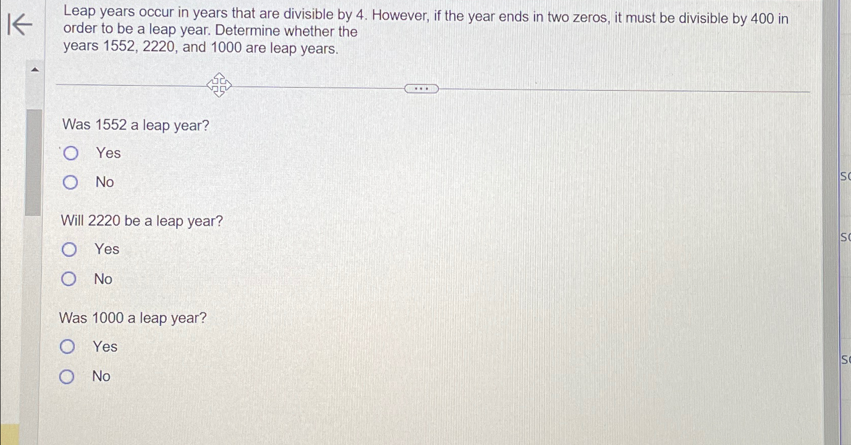 Solved Leap years occur in years that are divisible by 4. | Chegg.com