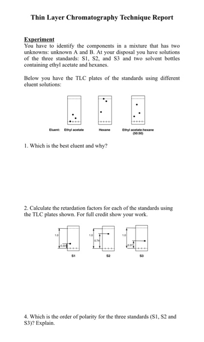 Solved Thin Layer Chromatography Technique Report Experiment | Chegg.com