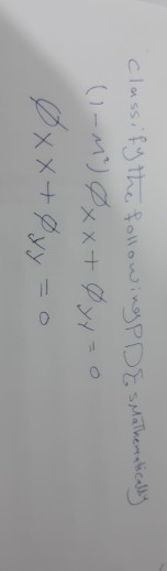 Solved classify the following PDE SMathematically (1-M") & | Chegg.com