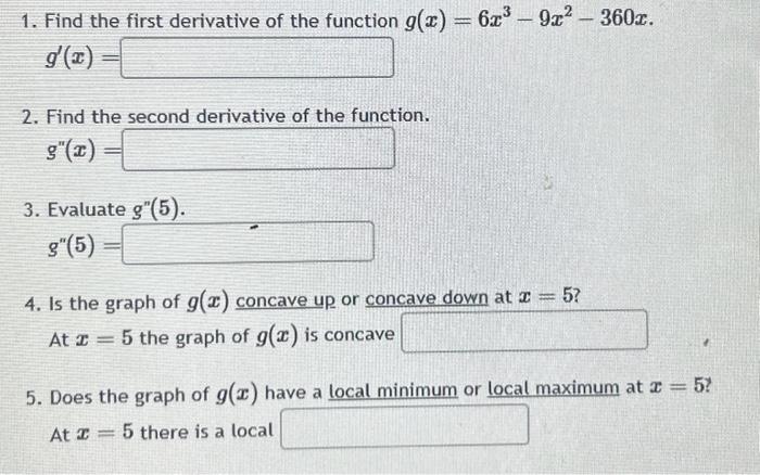 Solved 1. Find the first derivative of the function | Chegg.com