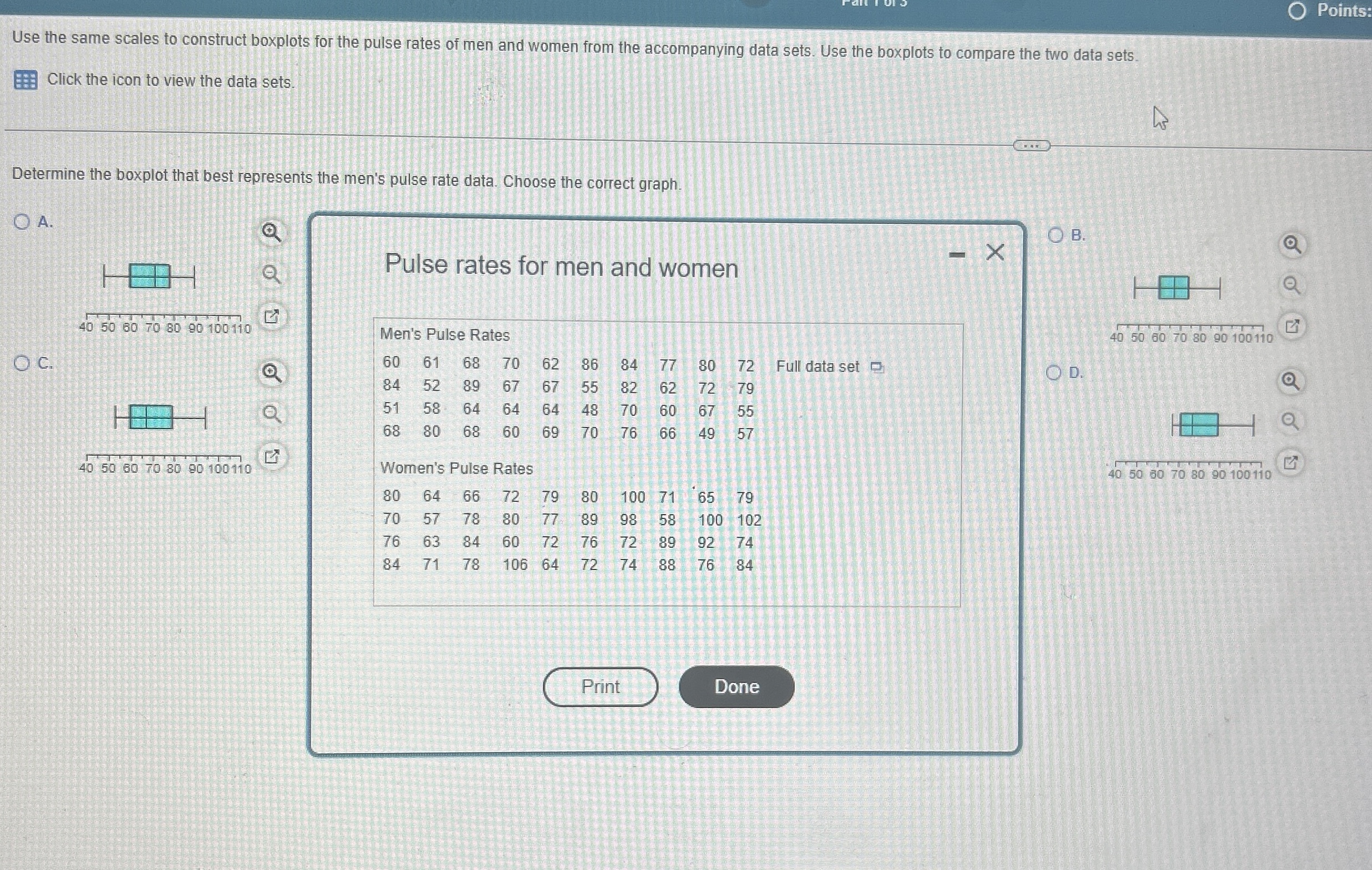 Solved Use the same scales to construct boxplots for the | Chegg.com
