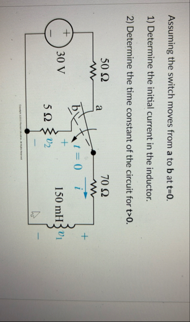 Solved Assuming the switch moves from a ﻿to b ﻿at | Chegg.com