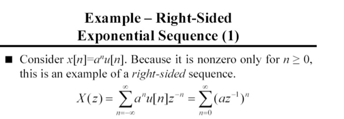 Solved Example – Right-Sided Exponential Sequence (1) + | Chegg.com