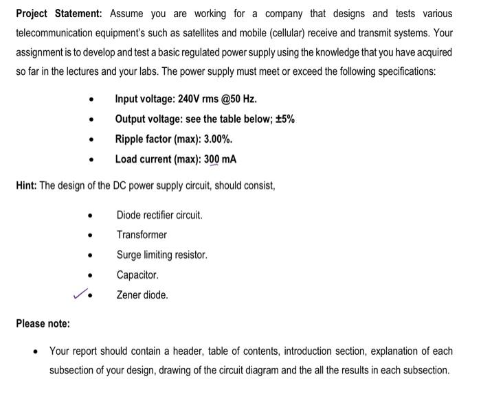 Solved Project Statement: Assume you are working for a | Chegg.com