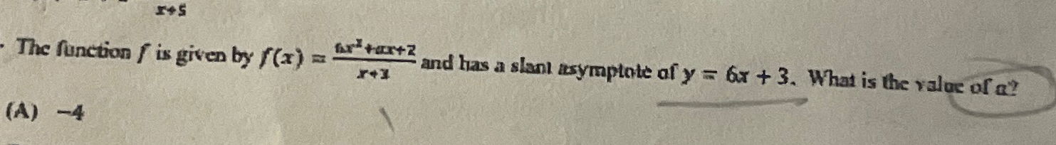 Solved The function f ﻿is given by f(x)=6x2+ax+2x+1 ﻿and has | Chegg.com