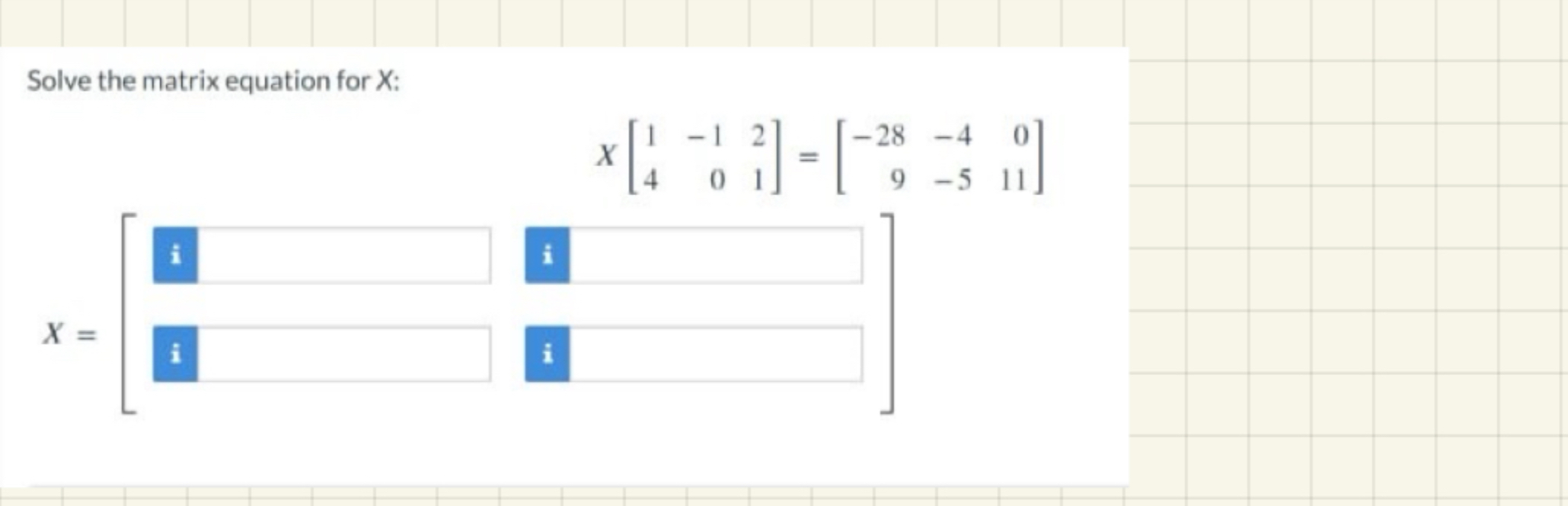 Solved Solve the matrix equation for x | Chegg.com