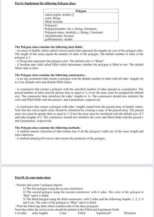 Solved Part-1: Implement the following Polygon class: | Chegg.com