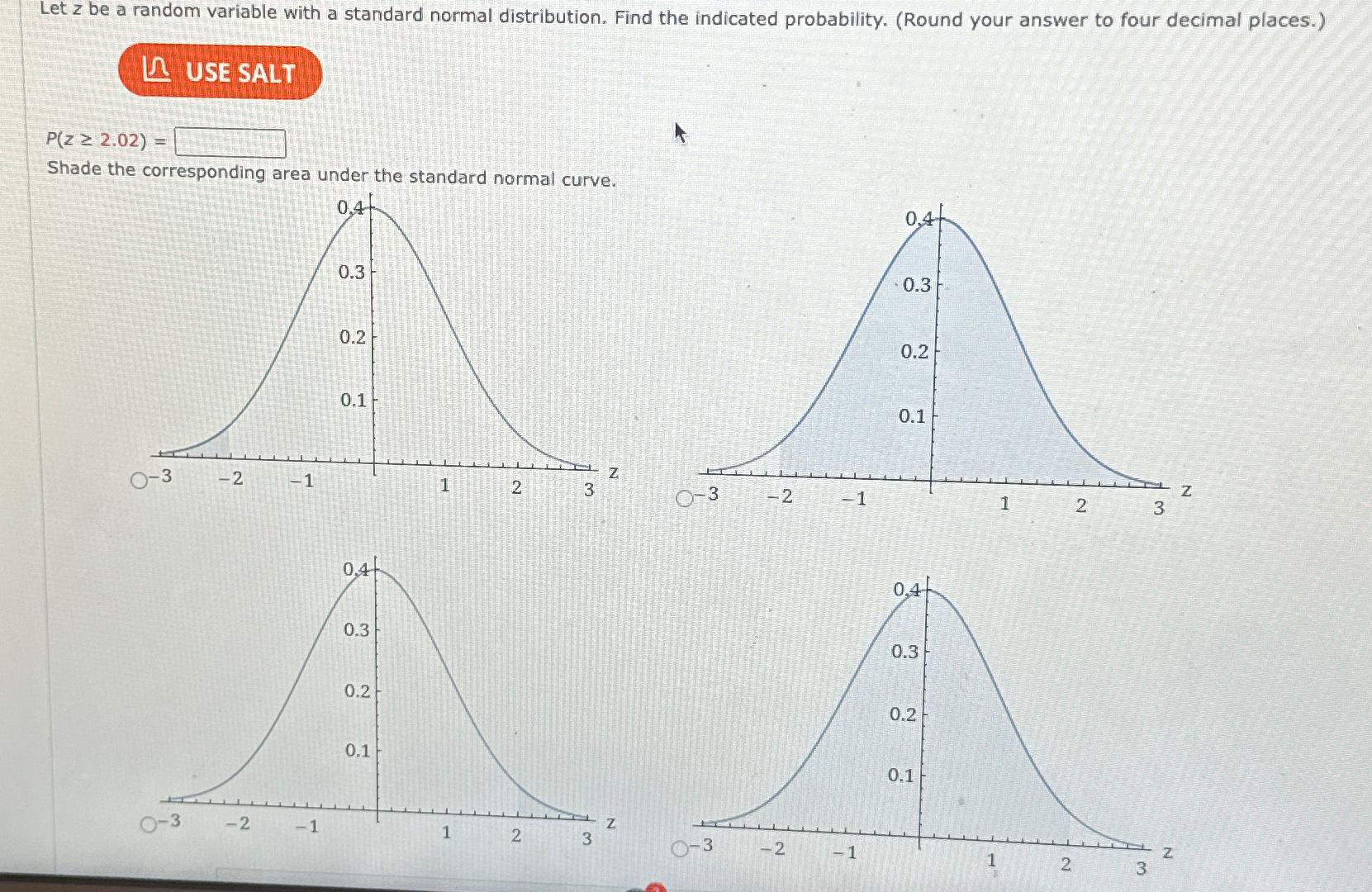 Solved Let z ﻿be a random variable with a standard normal | Chegg.com