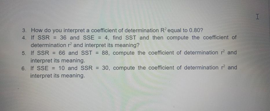 Solved I 3. How do you interpret a coefficient of | Chegg.com