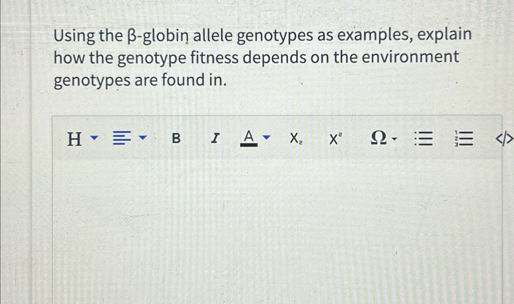Solved Using the β-globin allele genotypes as examples, | Chegg.com