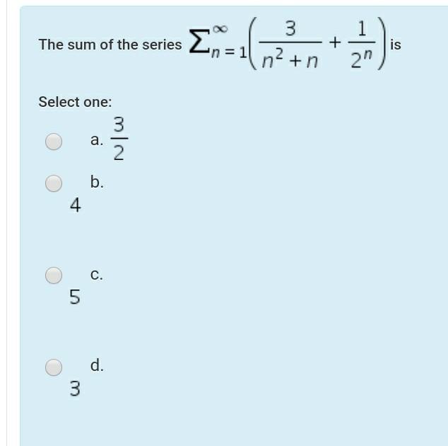 Solved 3 The sum of the series Σ [n=11 is n2+n ก + 2n 2 | Chegg.com