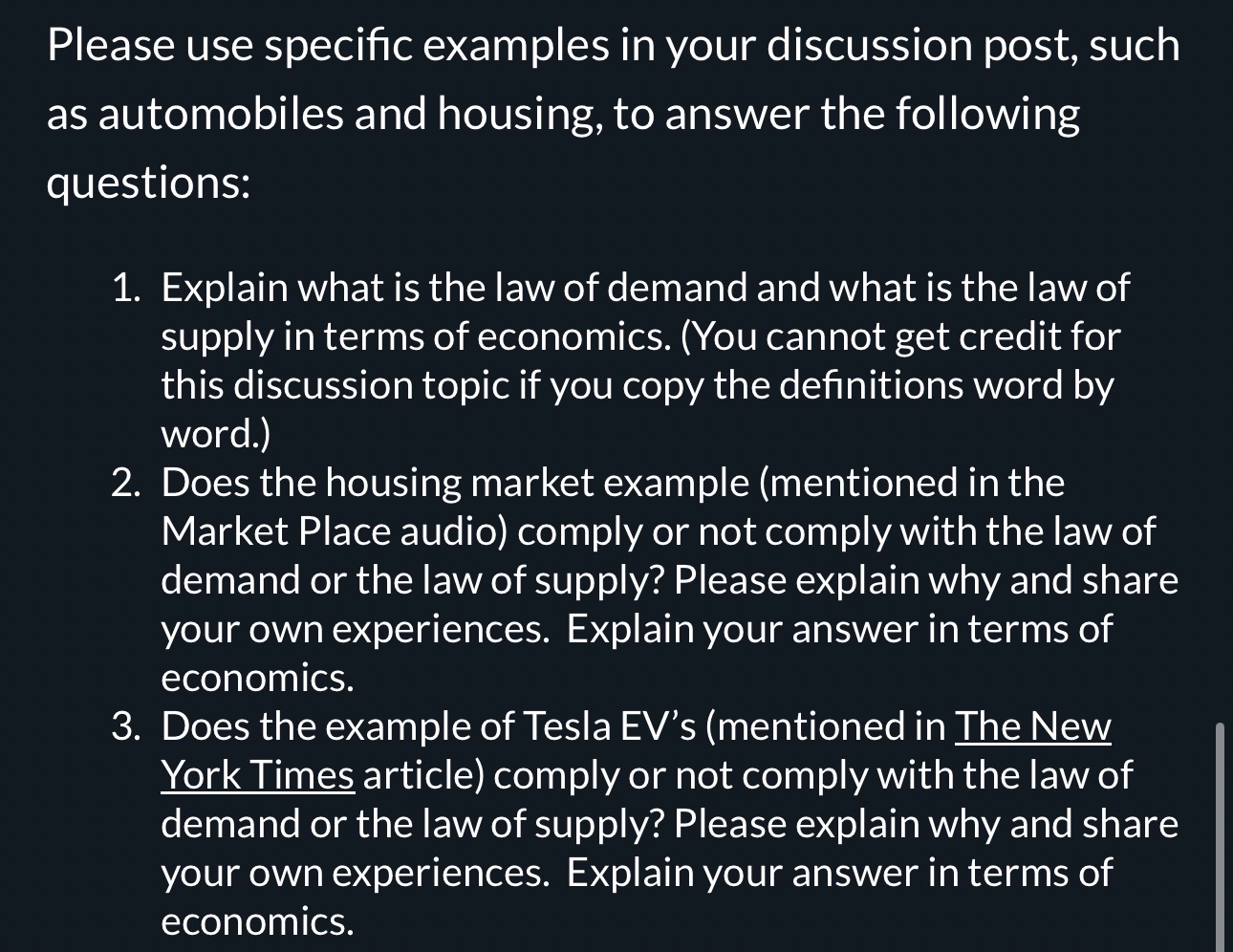 Solved Please use specific examples in your discussion post, | Chegg.com