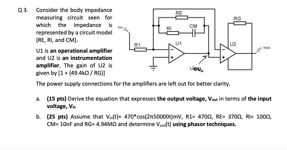 Solved Q 3. ﻿Consider the body impedance measuring circuit | Chegg.com