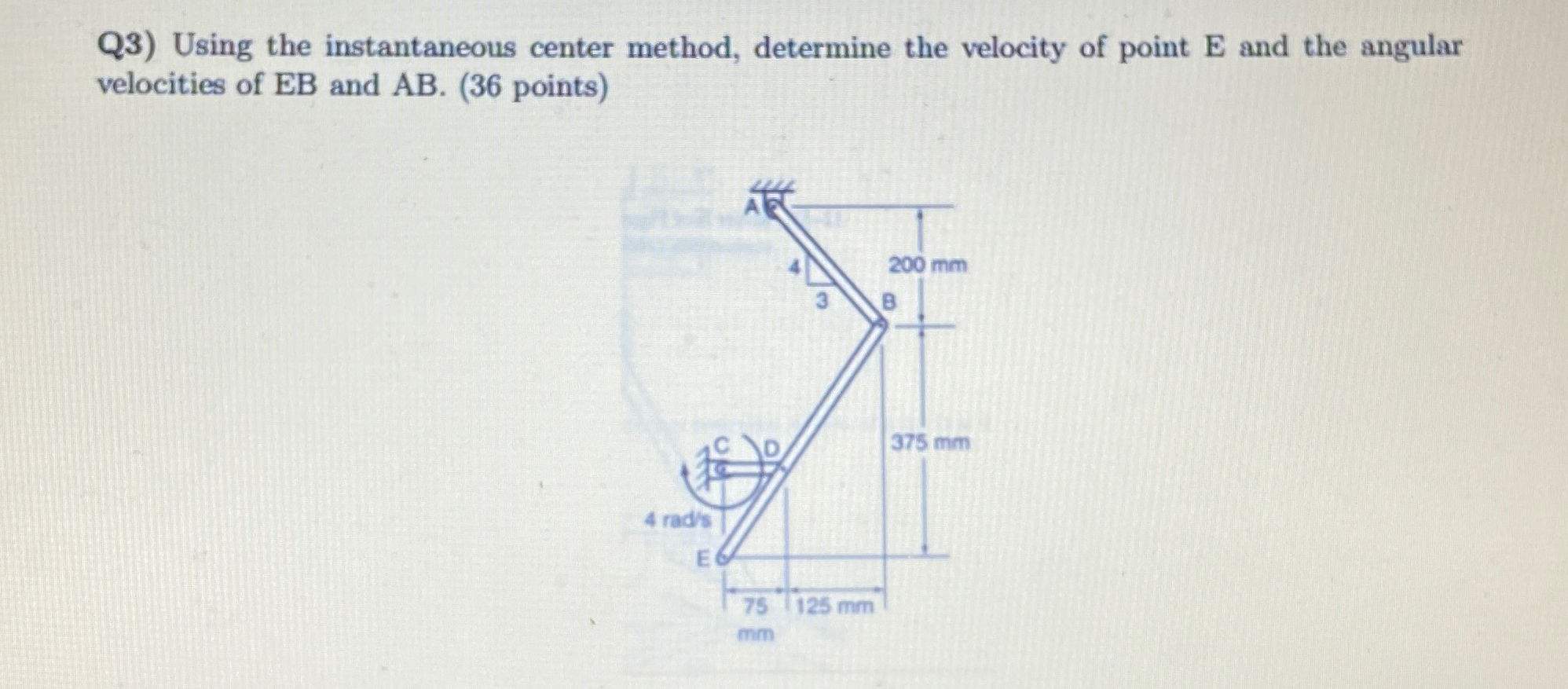 Solved Q3) ﻿Using the instantaneous center method, determine | Chegg.com