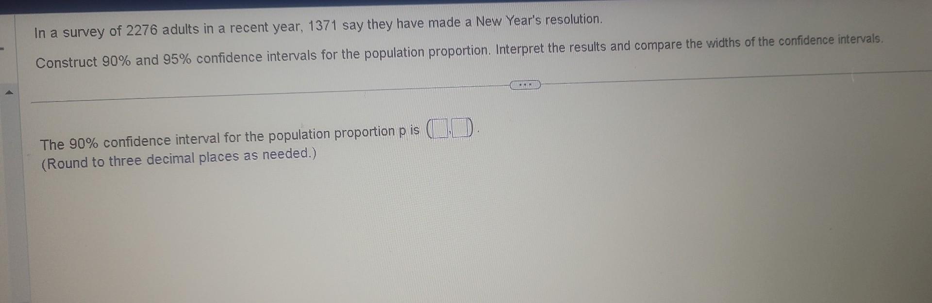 Solved In a survey of 2276 adults in a recent year, 1371 say | Chegg.com