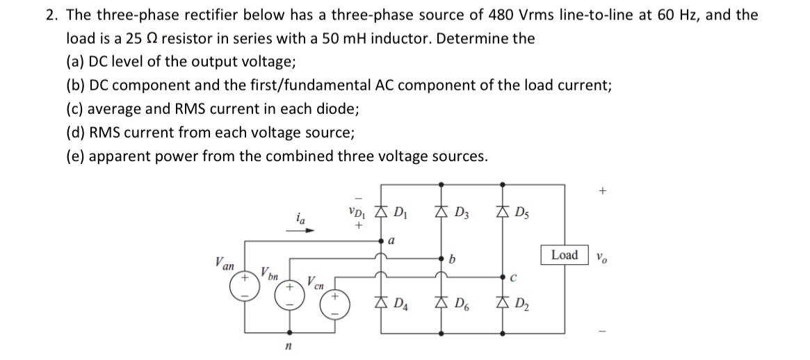 Solved The three-phase rectifier below has a three-phase | Chegg.com
