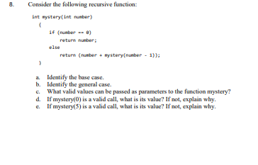 Solved Consider the following recursive function:Int | Chegg.com