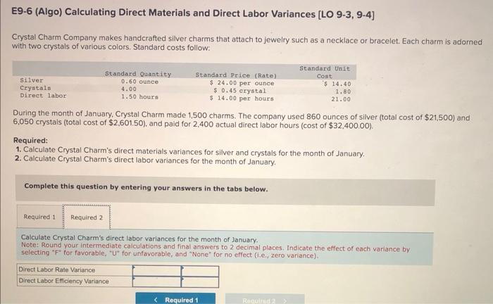 Solved E9-6 (Algo) Calculating Direct Materials and Direct | Chegg.com