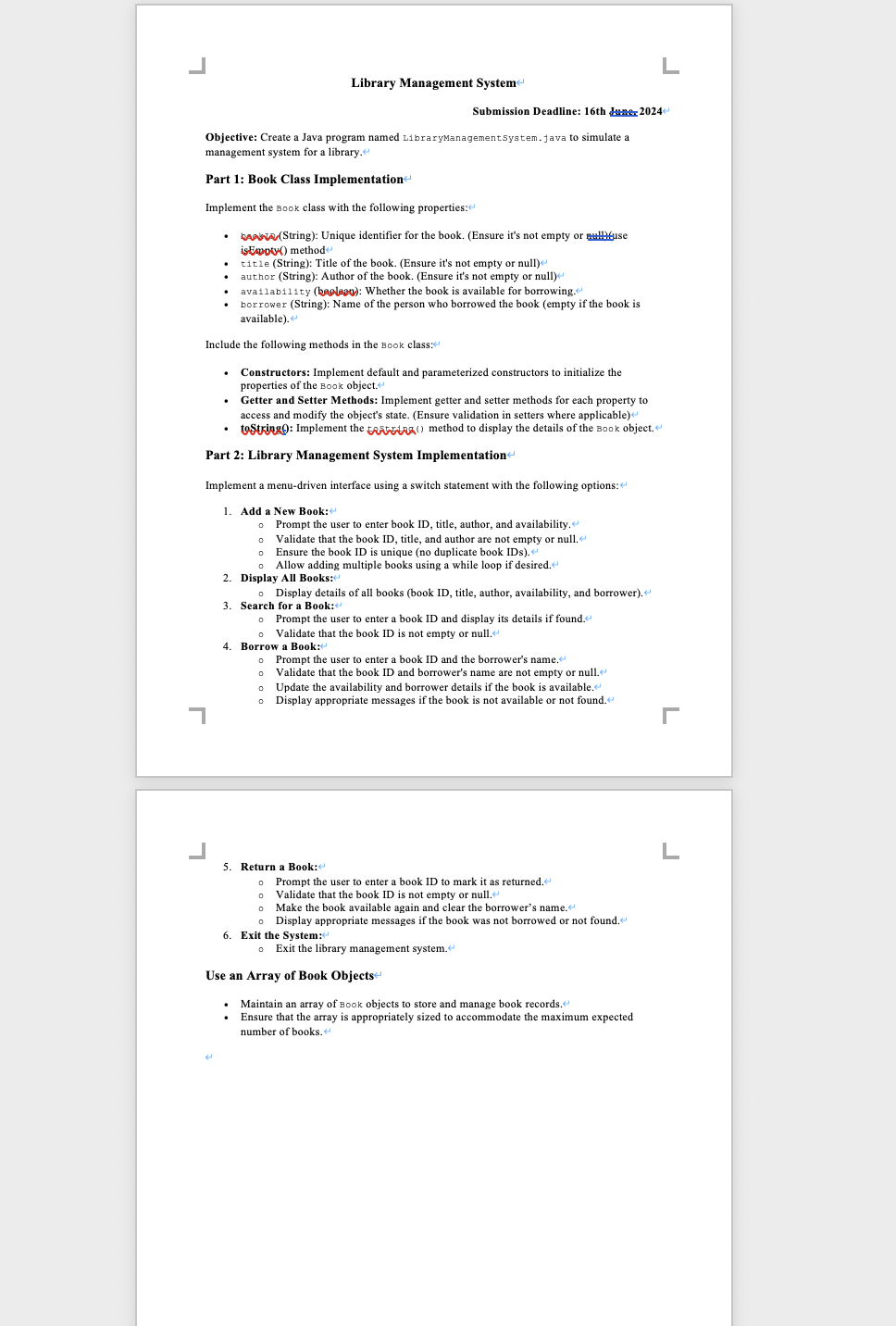 Solved Library Management SystemSubmission Deadline: 16 ﻿th | Chegg.com