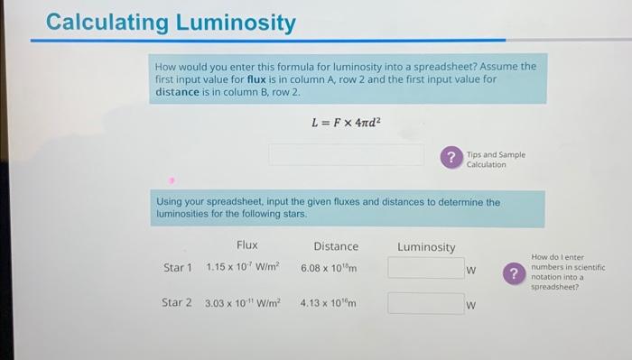 Solved How would you enter this formula for luminosity into | Chegg.com