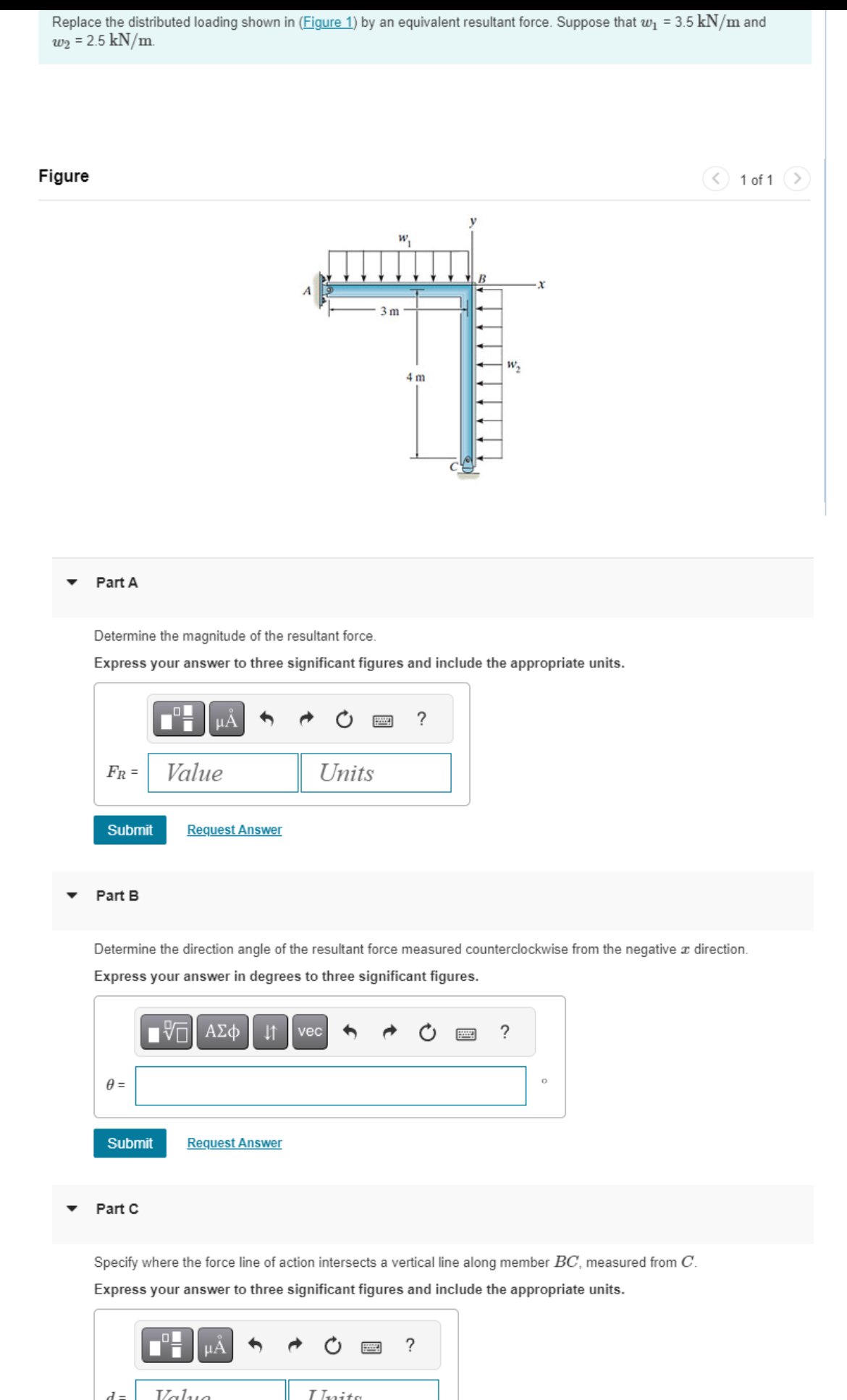 Replace the distributed loading shown in (Figure 1) | Chegg.com