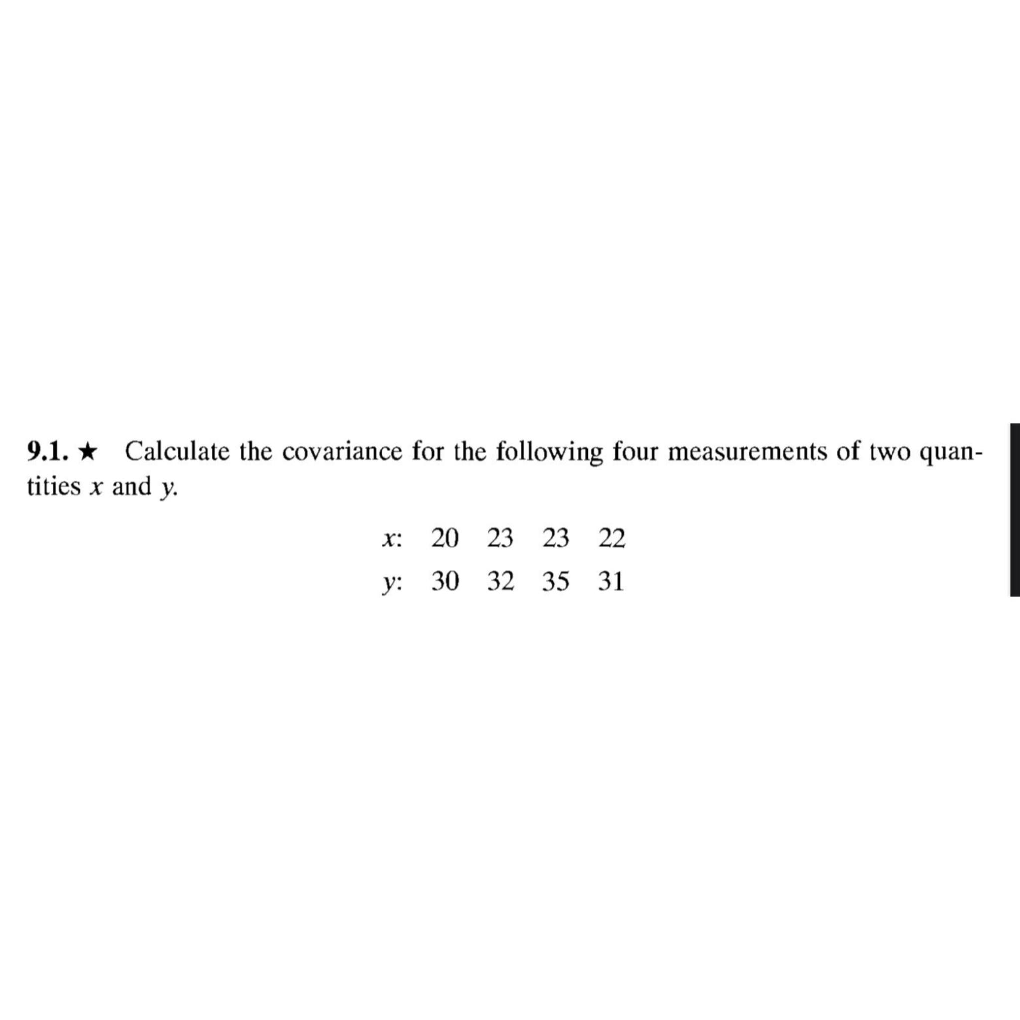 Solved 9.1. *** ﻿Calculate the covariance for the following | Chegg.com