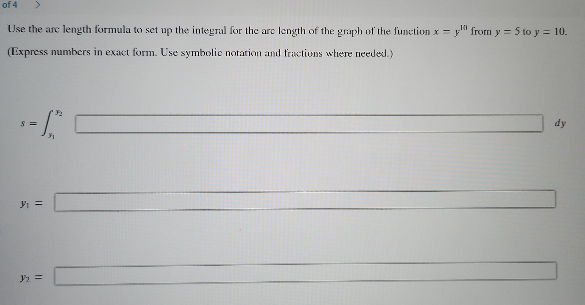 Solved Use the arc length formula to set up the integral for | Chegg.com