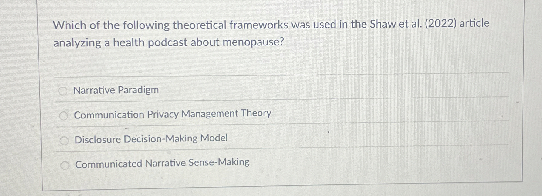 Solved Which of the following theoretical frameworks was | Chegg.com