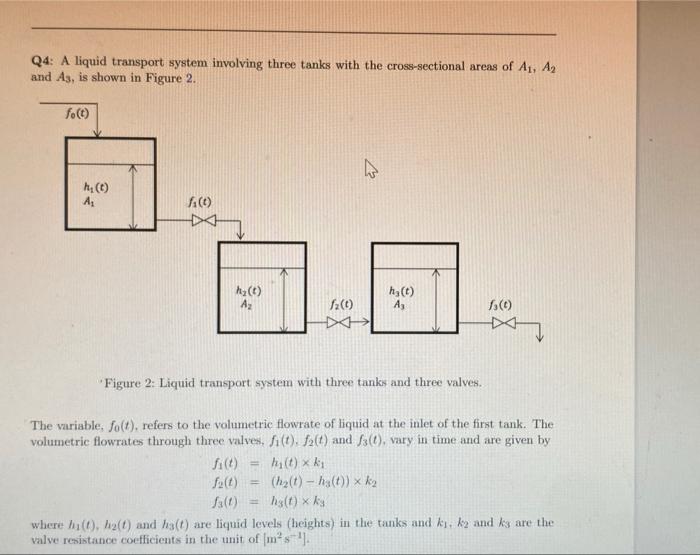 Solved Q4: A liquid transport system involving three tanks | Chegg.com