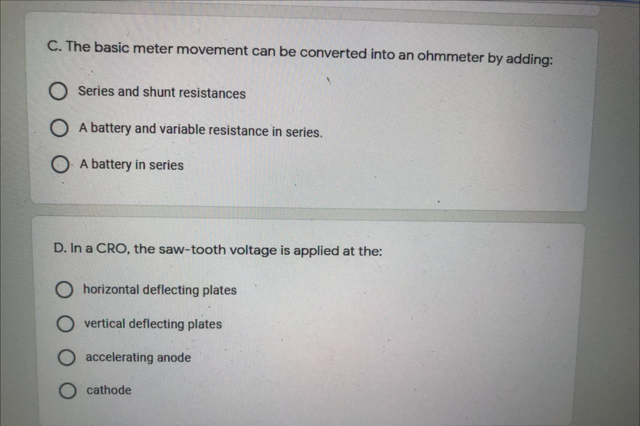 Solved C. The basic meter movement can be converted into an | Chegg.com