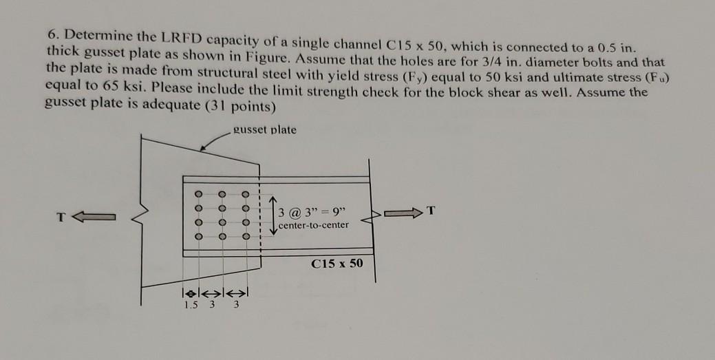 Solved 6. Determine the LRFD capacity of a single channel | Chegg.com