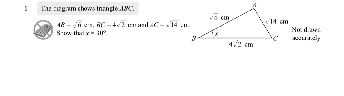 Solved 1The diagram shows triangle ABC.AB=62cm,BC=422cm ﻿and | Chegg.com