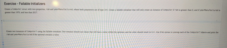 Solved Exercise - Failable Initializers Create a Computer | Chegg.com